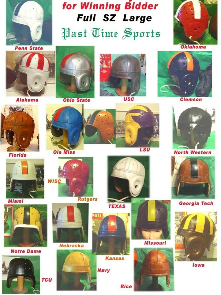 1920-1930 Red Grange Style Leather Football Helmet Brown Rust Adult | eBay