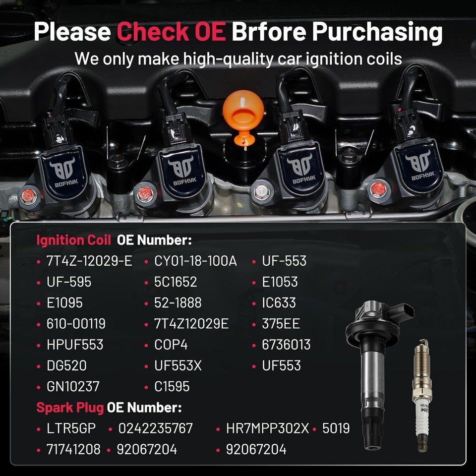 6X OEM Ignition Coil & 6X Iridium Spark Plug for Ford Lincoln 3.5L 3.7L ...