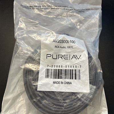 100 ft. BELKIN PureAV 2-RCA Audio Cable - Male/Male - Black Brand New ...