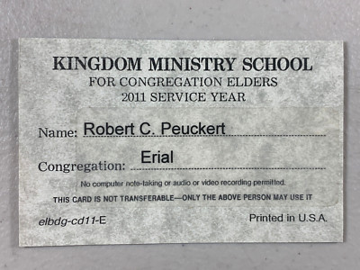 2011 Kingdom Ministy School for Congregation Elders Badge Watchtower ...