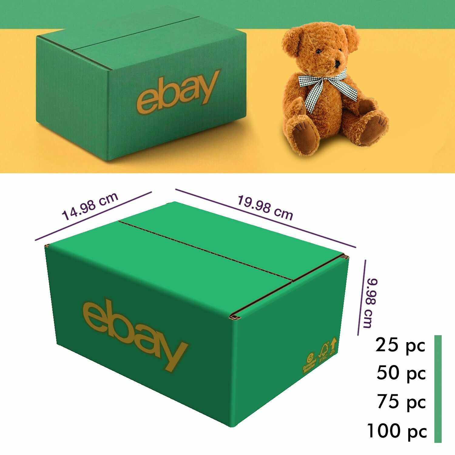 eBay Branded Packaging Small Cardboard Box (14.98cmx19.98cmx9.98cm ...