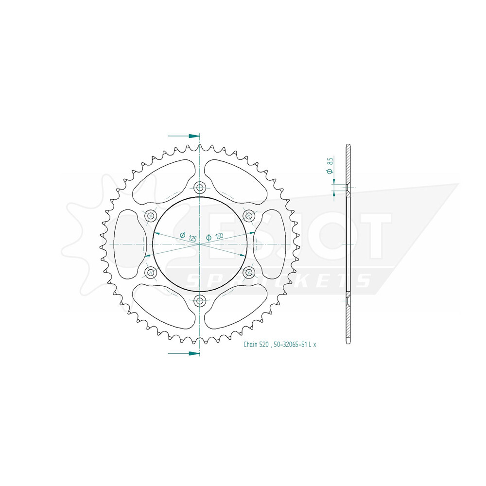 Sprocket Rear 520-51T Ultralight Steel for KTM 250 MX 1983 1984 1985 ...