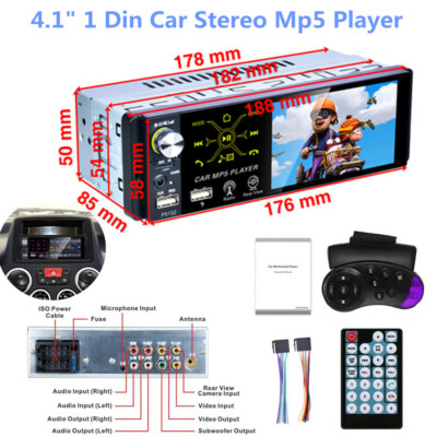 4.1" Touch Screen Single Din Car Stereo Radio HD Mp5 Player Bluetooth ...