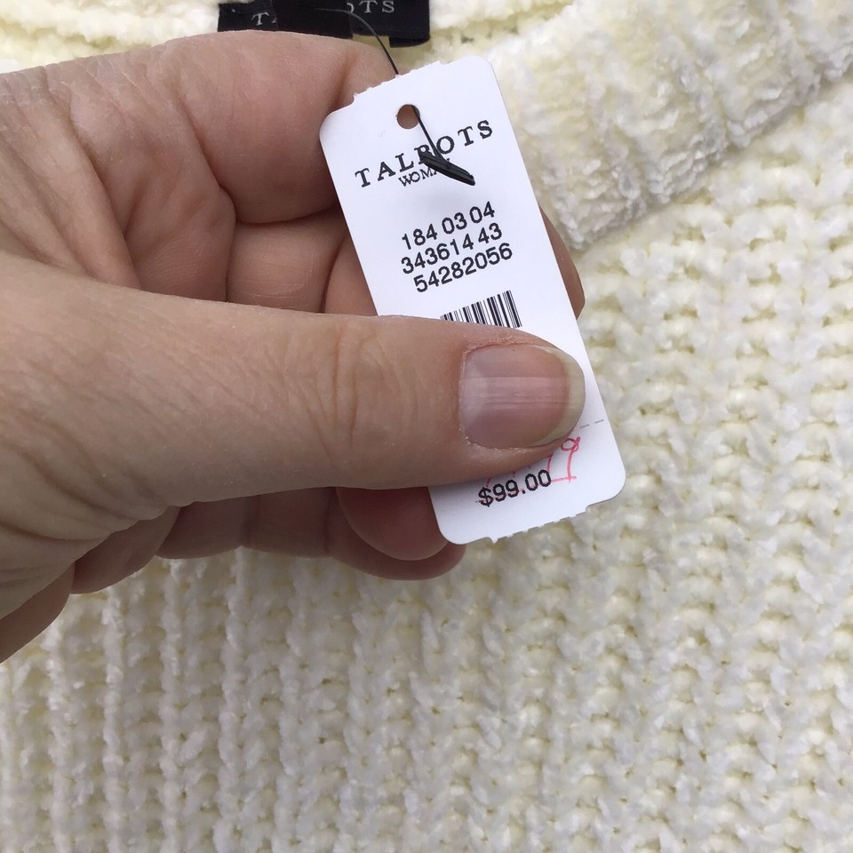 NWT Talbots Pretty & Soft Cream Chenille Long Sleeve Sweater 2X 18W 20W ...