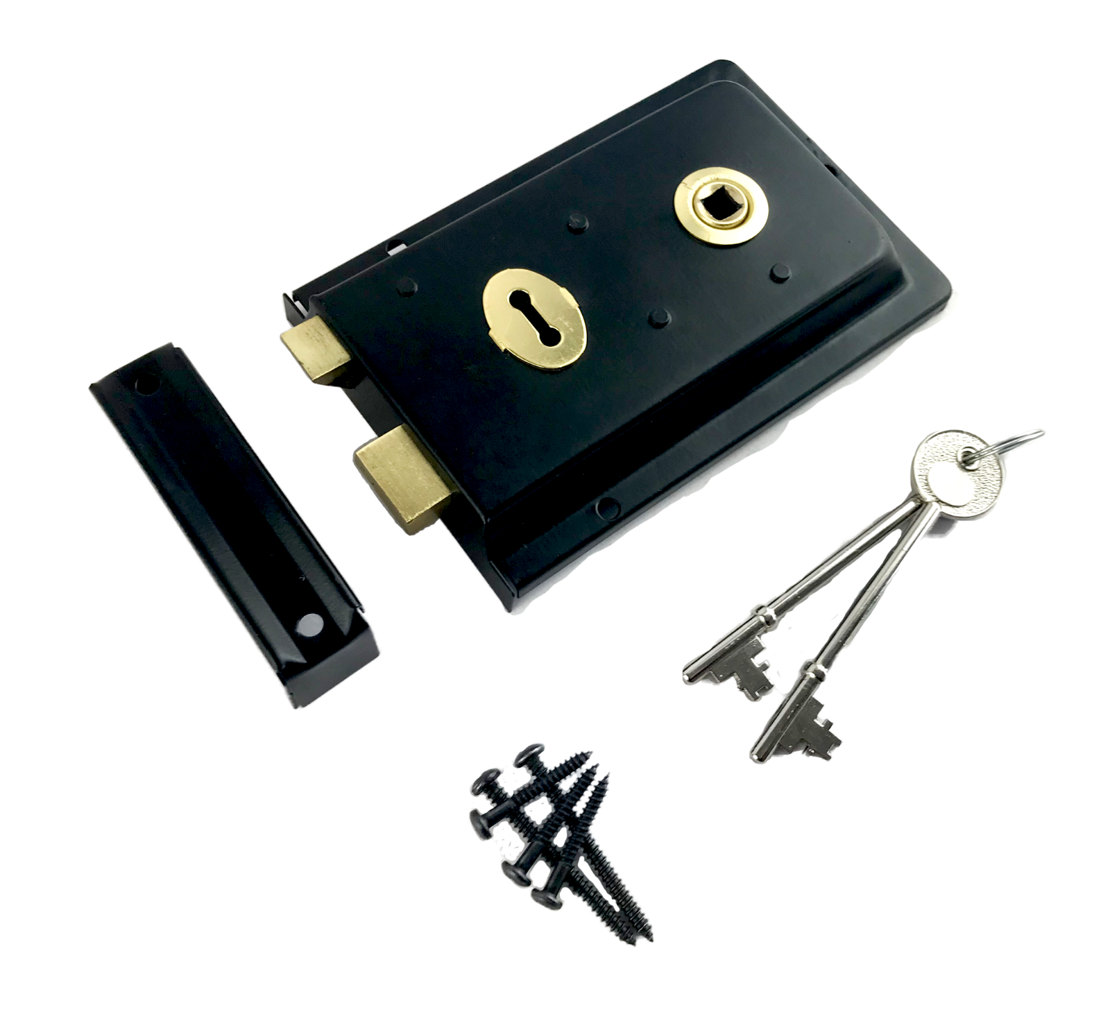 Rim lock Sash Door Fluted Black Double Handed Latch Cottage Shed Garden ...