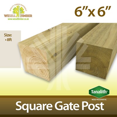 Wooden Treated Tanalised Fence Post 6x6 150x150x2.4m | eBay UK