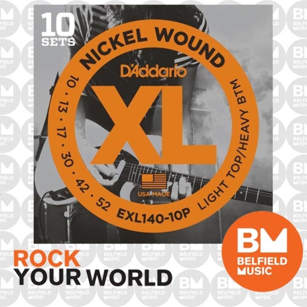 10 Pack of D'Addario EXL140 Electric Guitar Strings XL 10-52 Light Top ...