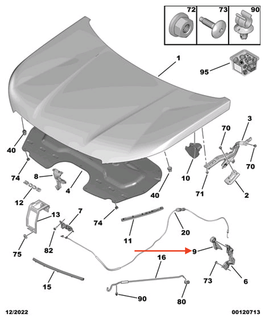 PEUGEOT 2008 Manual Bonnet Control 98259999ZD NEW GENUINE | eBay