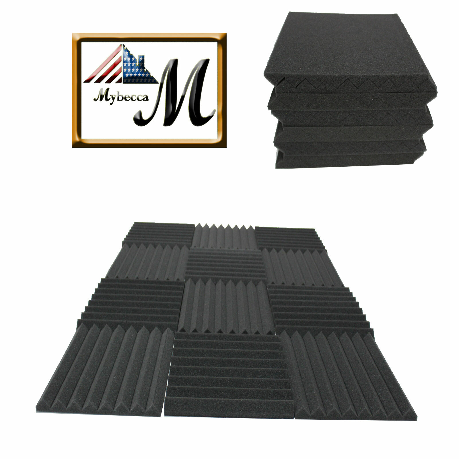 48 Pack Acoustic Wedge Soundproofing Studio Foam Wall Tiles 12"X12"X1 ...