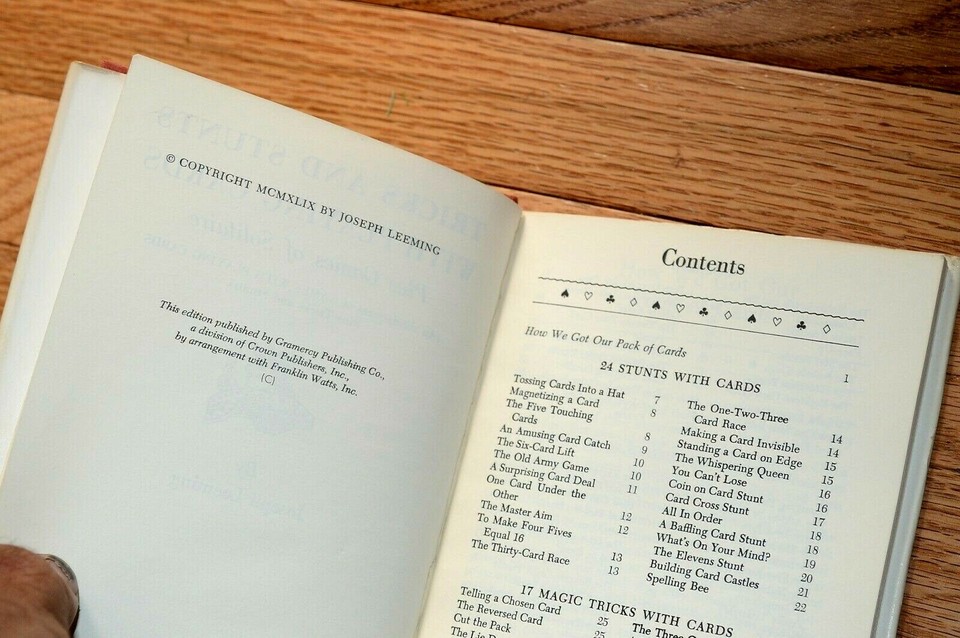 Tricks and Stunts With Playing Cards by Joseph Leeming, ©1949 ...