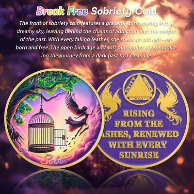 Personalized Break Free Sobriety Coin - Rising from The Ashes Phoenix ...
