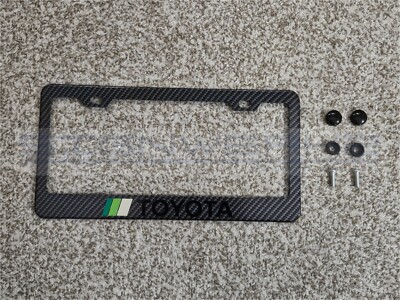 Toyota Retro Stripes Green CF Printed Black Aluminum License Plate ...
