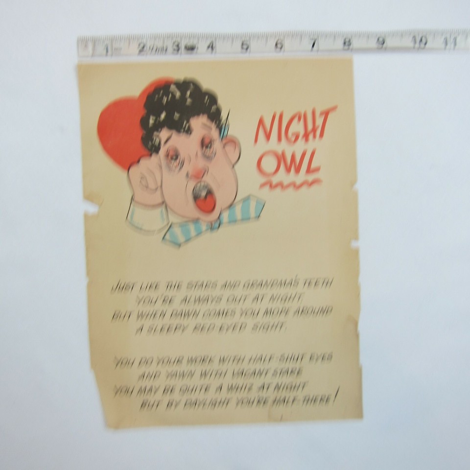 Vintage Vinegar Valentine Night Owl Penny Dreadful Sarcasm Insult Poem ...