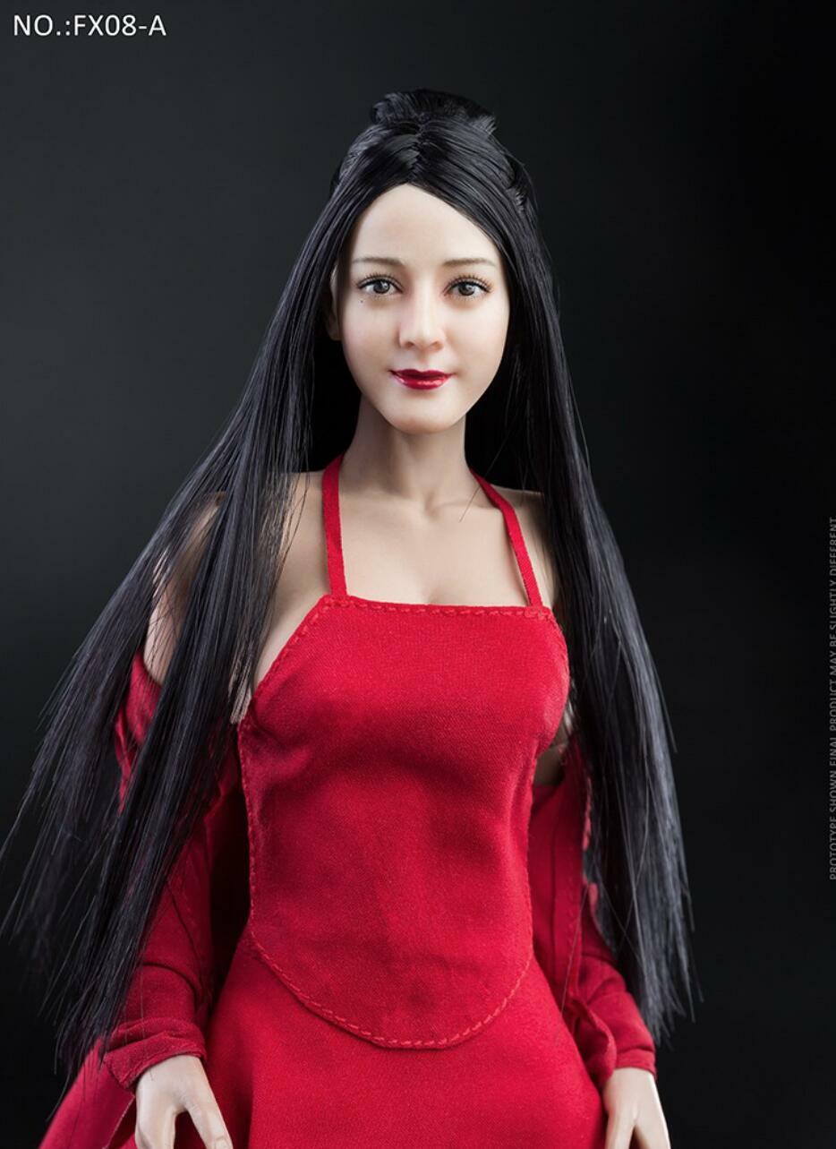 1/6 Asian female head sculpt black hair A for 12" figure phicen hot ...