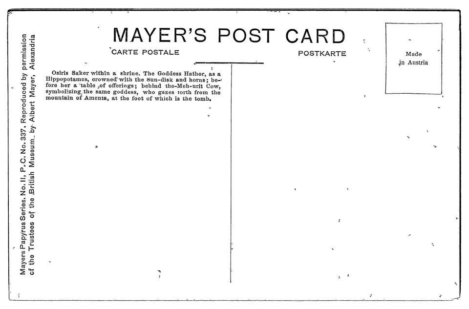 Postcard: Egypt, Mayer's Papyrus Series No. II, No. 337, Albert Mayer ...