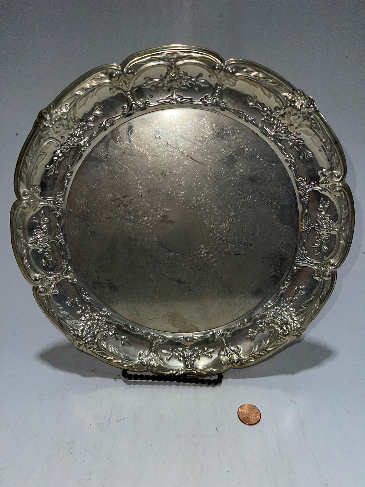 Vintage Leonard Silver Plate Round Serving Tray 11" | eBay
