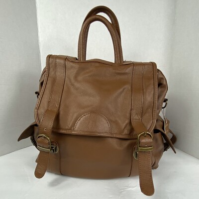 Backpack APC Brown Pebble Leather Crossbody Travel Bag Convertible | eBay