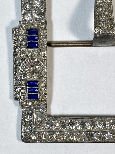 Vintage 1920's - 1930's ART DECO silver metal blue & white paste XL ...