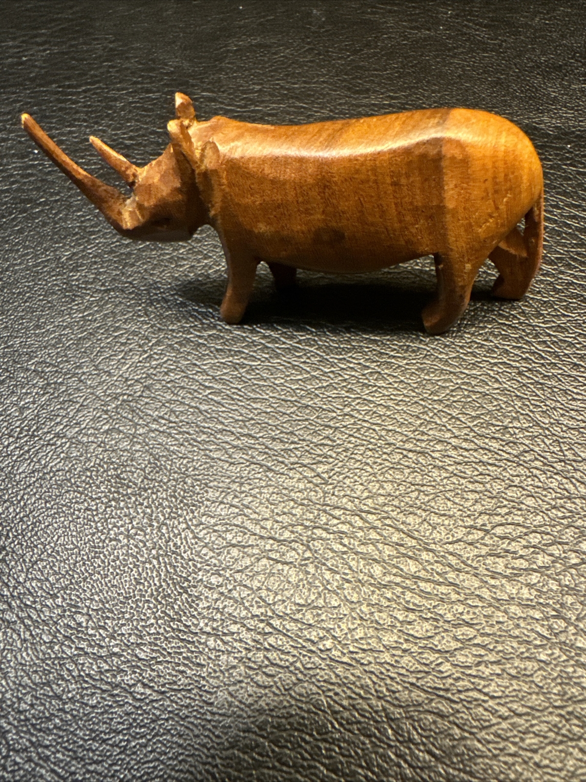 Vintage Hand Carved Wood RHINOCEROS Sculpture African Wooden RHINO ...