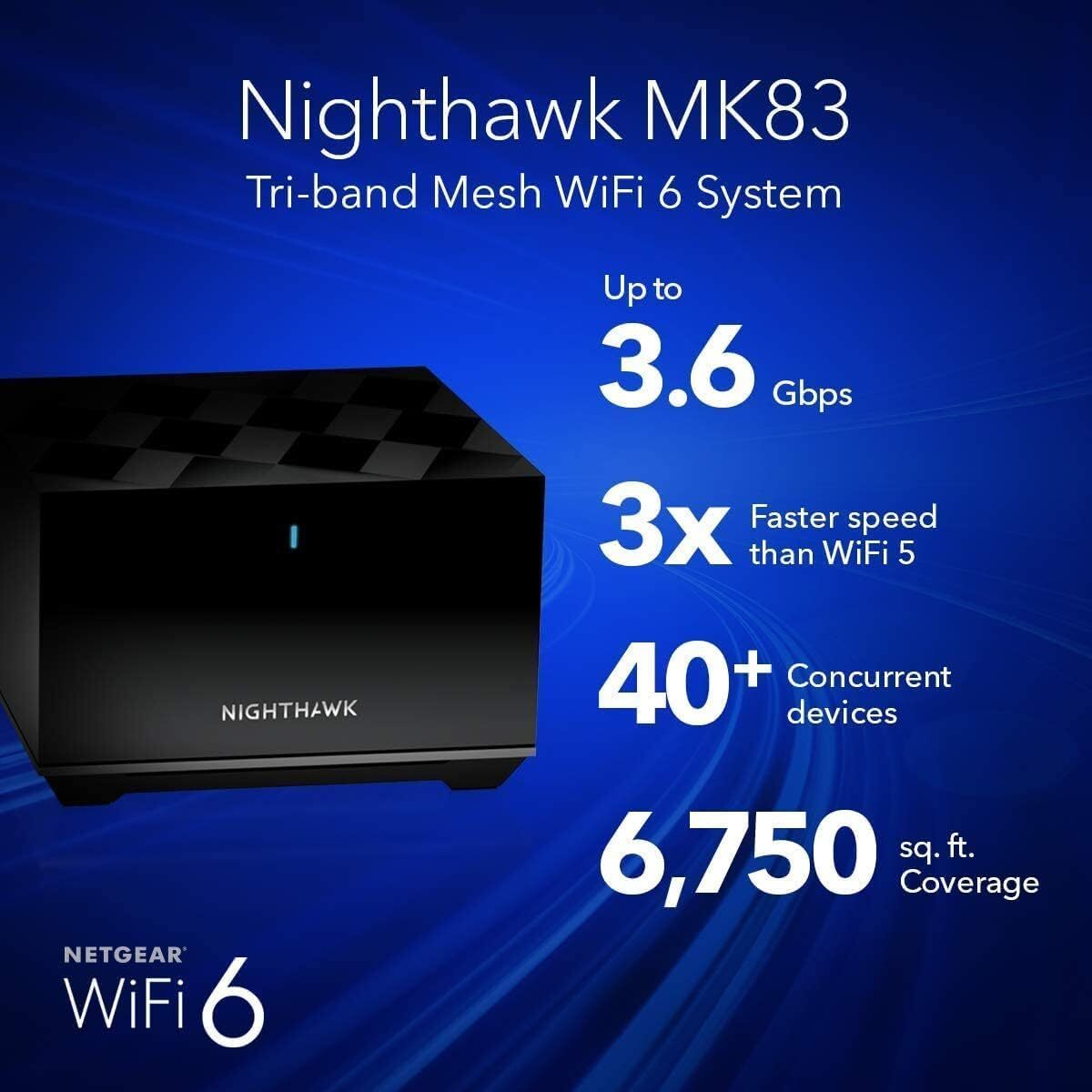 Netgear Nighthawk Tri-band Wifi 6 Mesh System Mk83-100nar Black | eBay