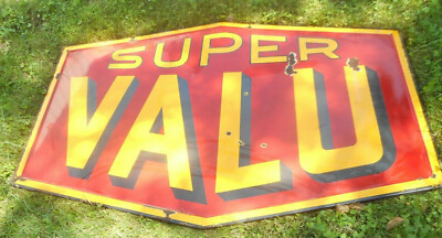 Vintage SUPER VALU Porcelain GROCERY STORE Advertising SIGN | eBay