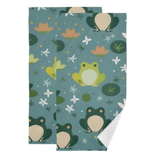 Cute Frogs Hand Towels Set of 2 Ultra Soft Face Towel Hand Cloth ...