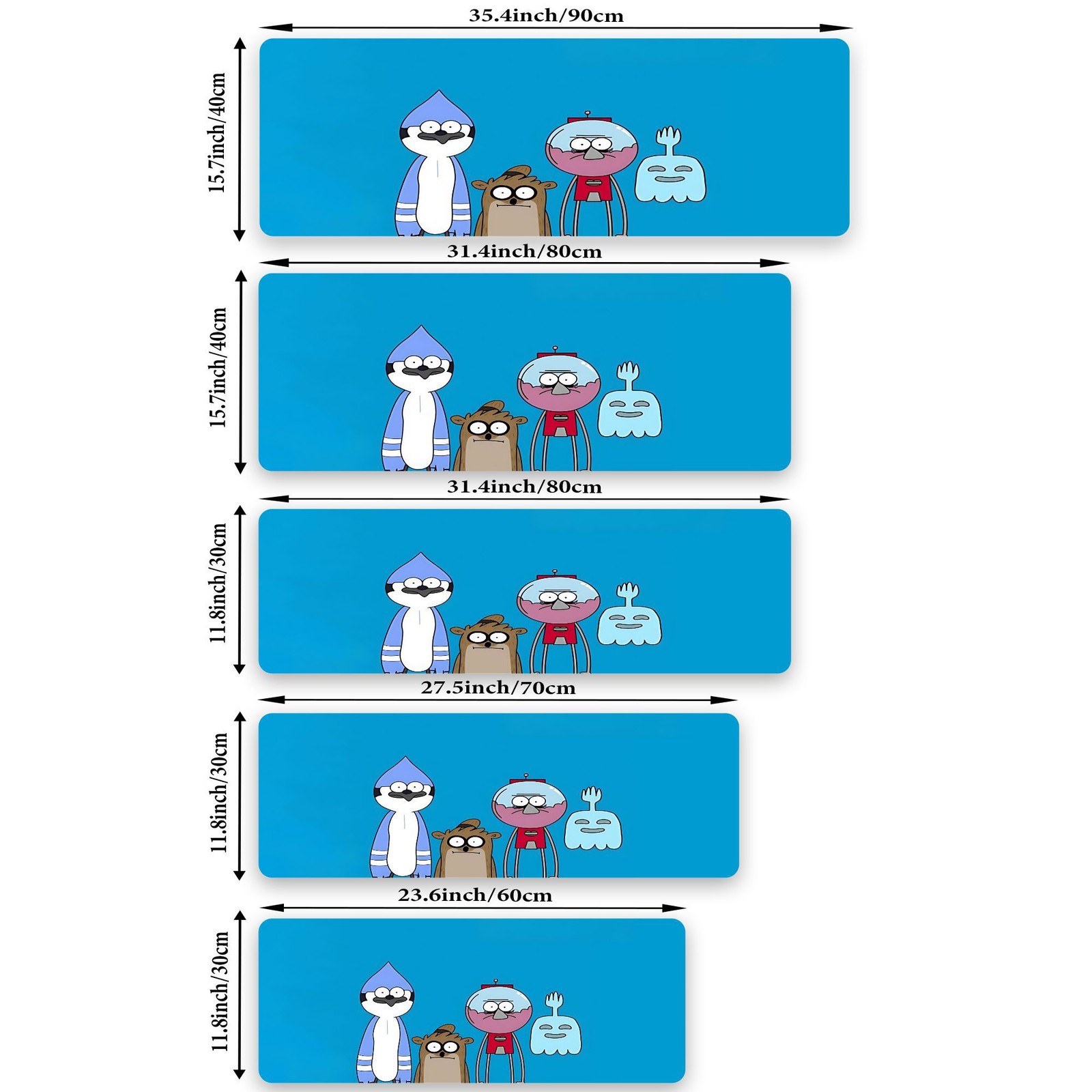 40*90cm Regular Show TV Show Mouse Pad with Mordecai, Rigby, Skips ...