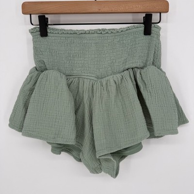 ALTAR'D STATE SAGE GREEN SMOCKED WAIST WIDE LEG SHORTS SMALL | eBay