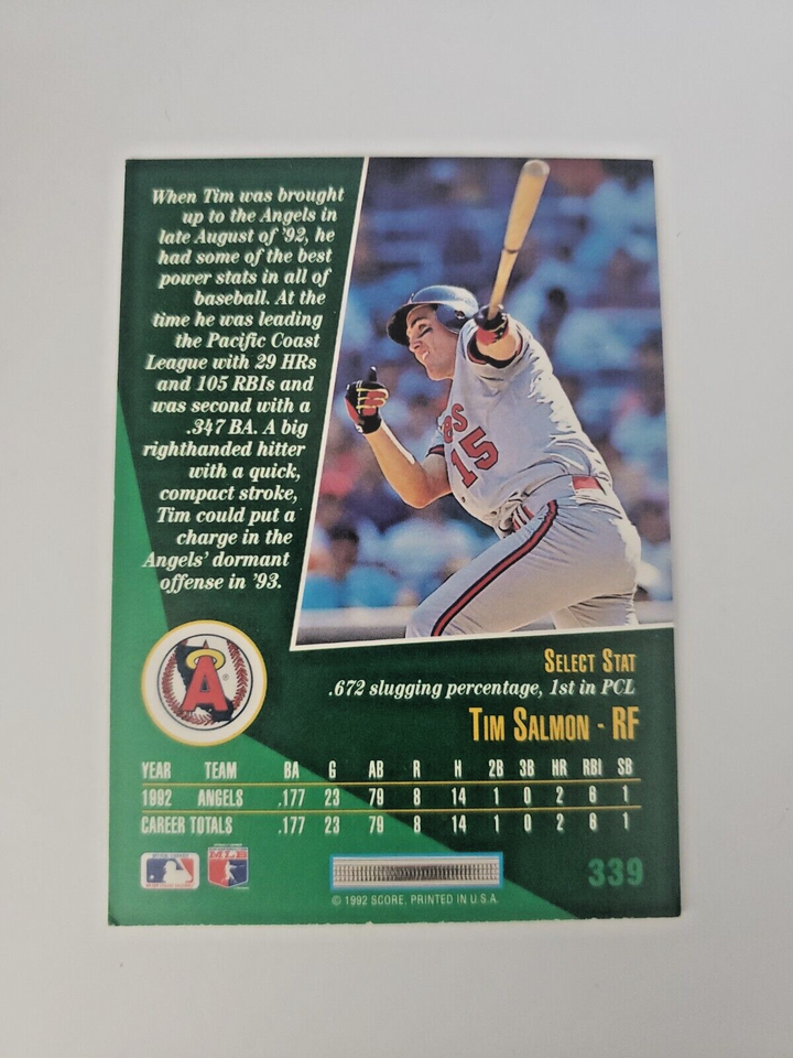1993 Score Select #339 Tim Salmon Rookie Card Prospects Angels NRMT-MT ...