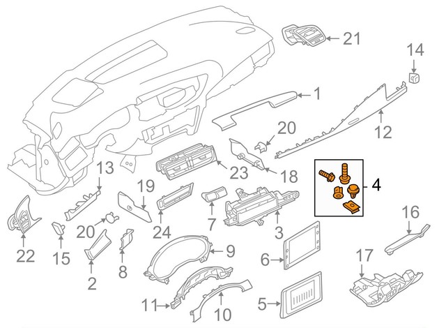 Audi 4G0898174 Genuine OEM Factory Original Mount Hardware Kit for sale ...