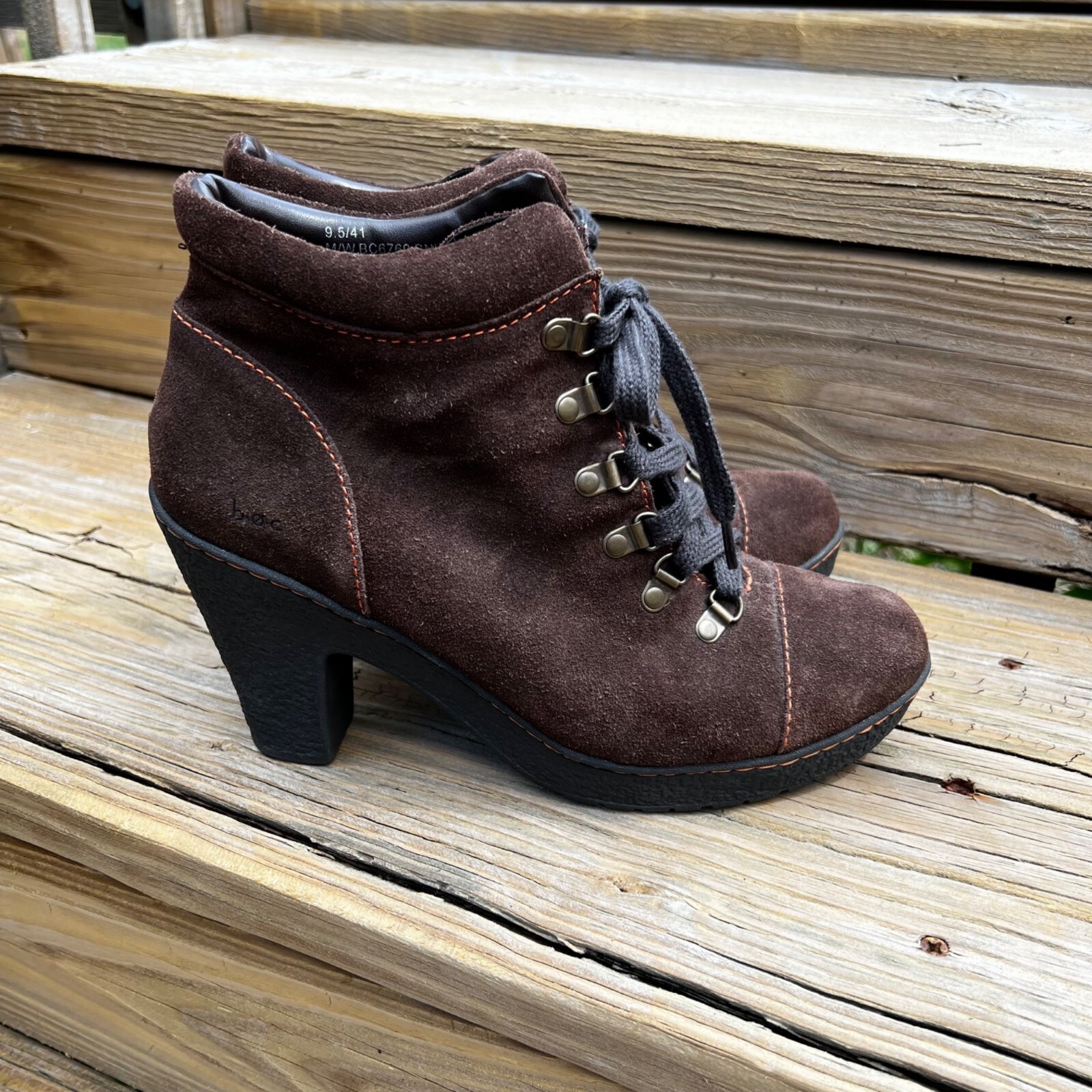 Born BOC Bootie Shoes Boots size 9.5 Women Brown Suede Lace Up BC6769 ...