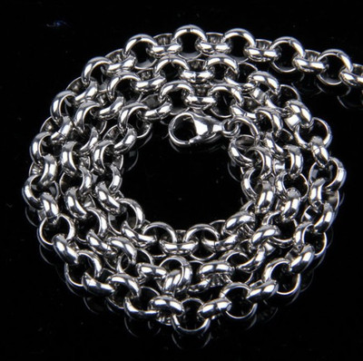 Large 10mm 30" Men's fashion round necklace Rolo chain silver S.steel ...