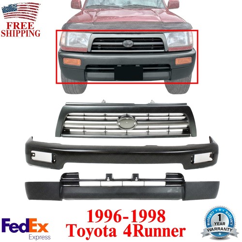 Front Bumper Primed Steel + Valance + Grille For 1996-98 Toyota 4Runner ...