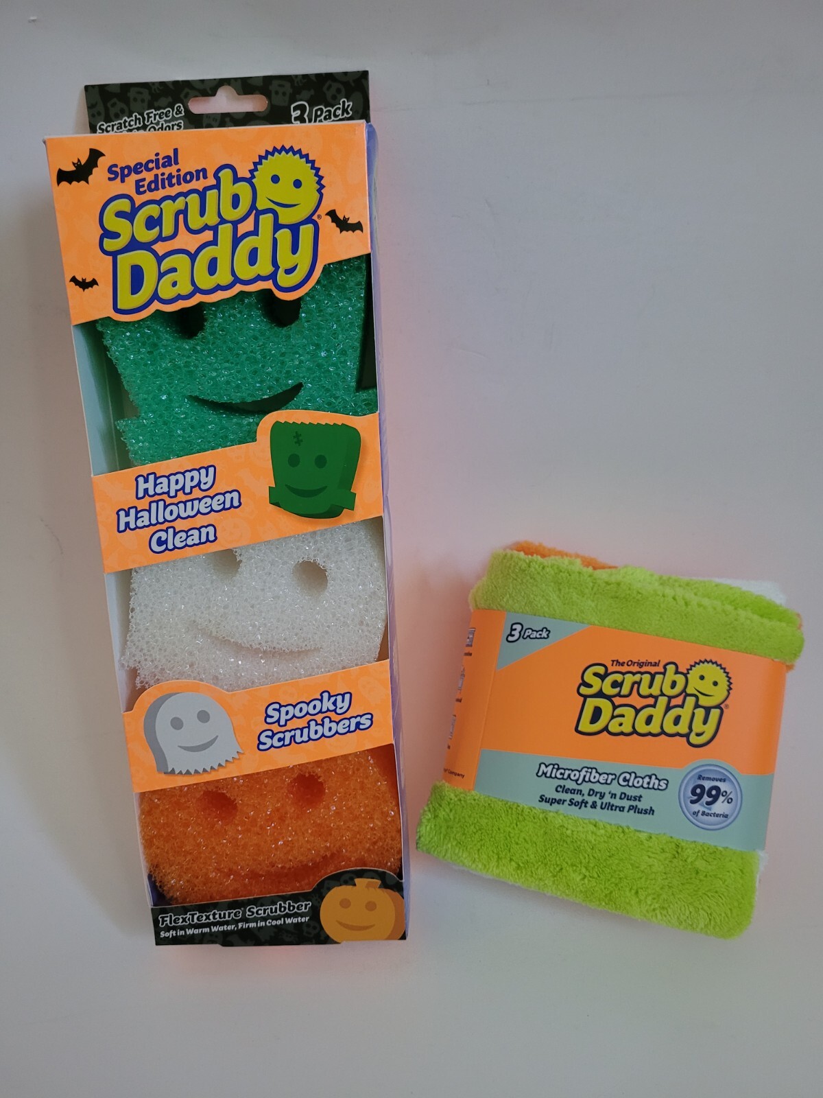 New Scrub Daddy Halloween Frankenstein Ghost Pumpkin + 3 Microfiber ...