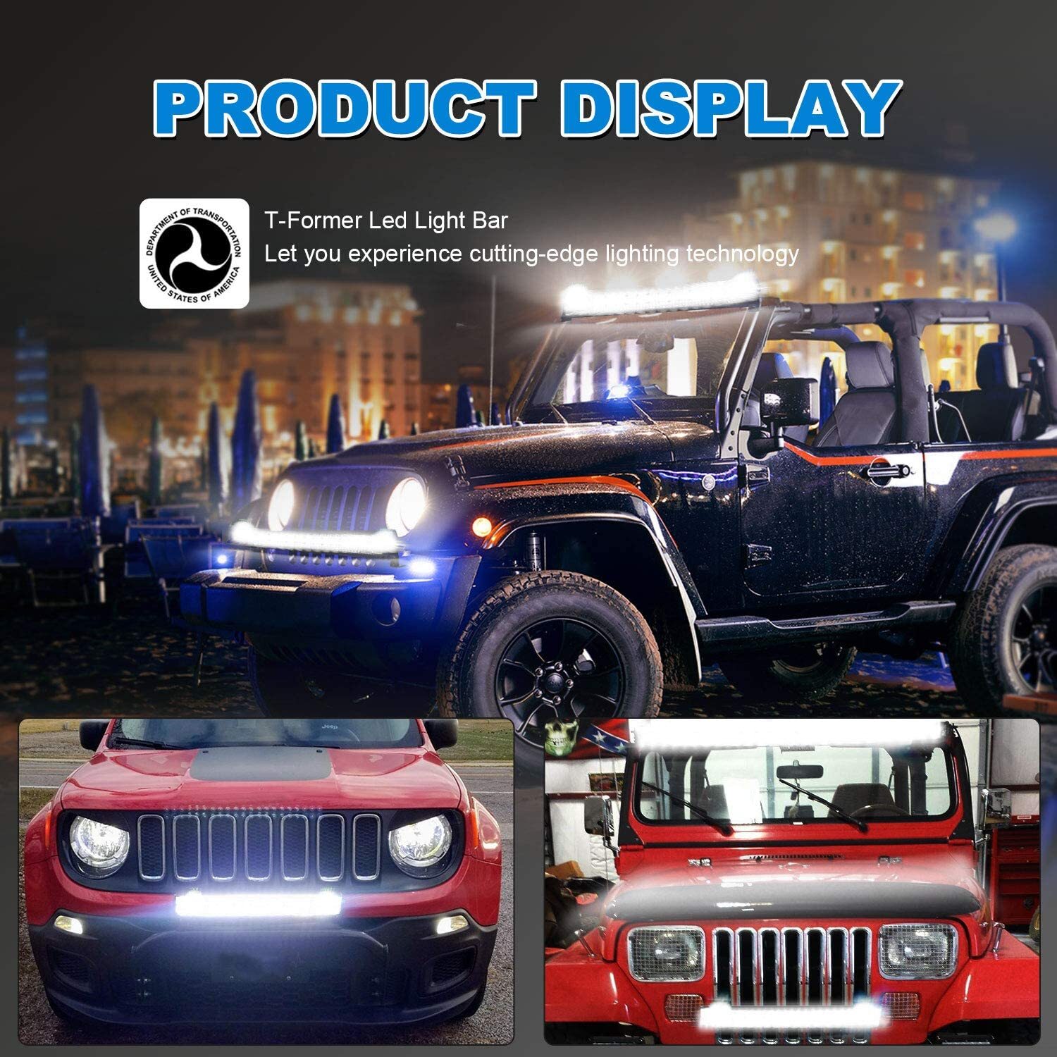 TRI-Row 32inch LED Light Bar Spot Flood Combo Truck Offroad 2x4'' Pods ...