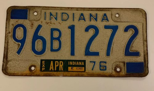 Vintage Indiana License Plate 96B1272 April 1976 | eBay