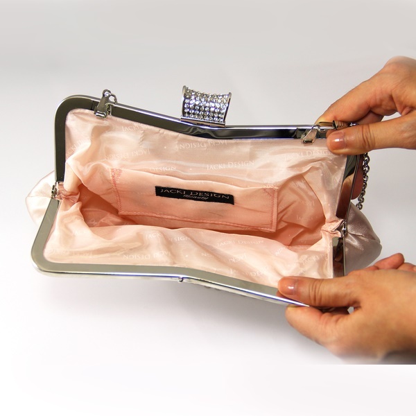 New Beige Champagne ELEGANT SATIN Evening Clutch Purse Prom Ball ...