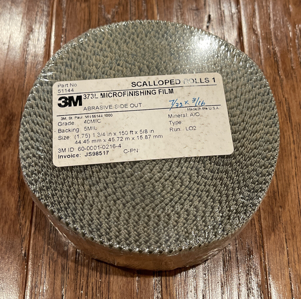 NEW 3M 373L Microfinishing Film Scalloped 1 Roll 1.75”in, 150ft, 5/8 in ...