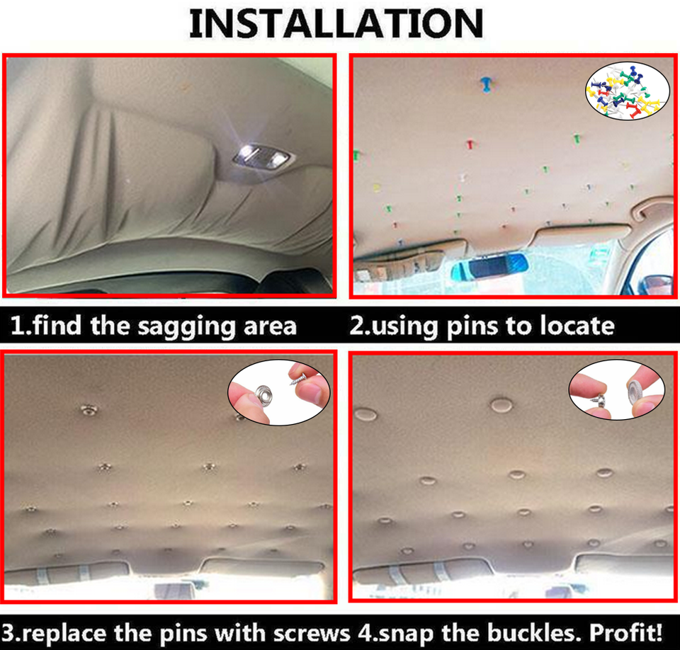 60x Car Roof Sagging Headliner Fixing Repair Pins Rivets Snap Buckle ...