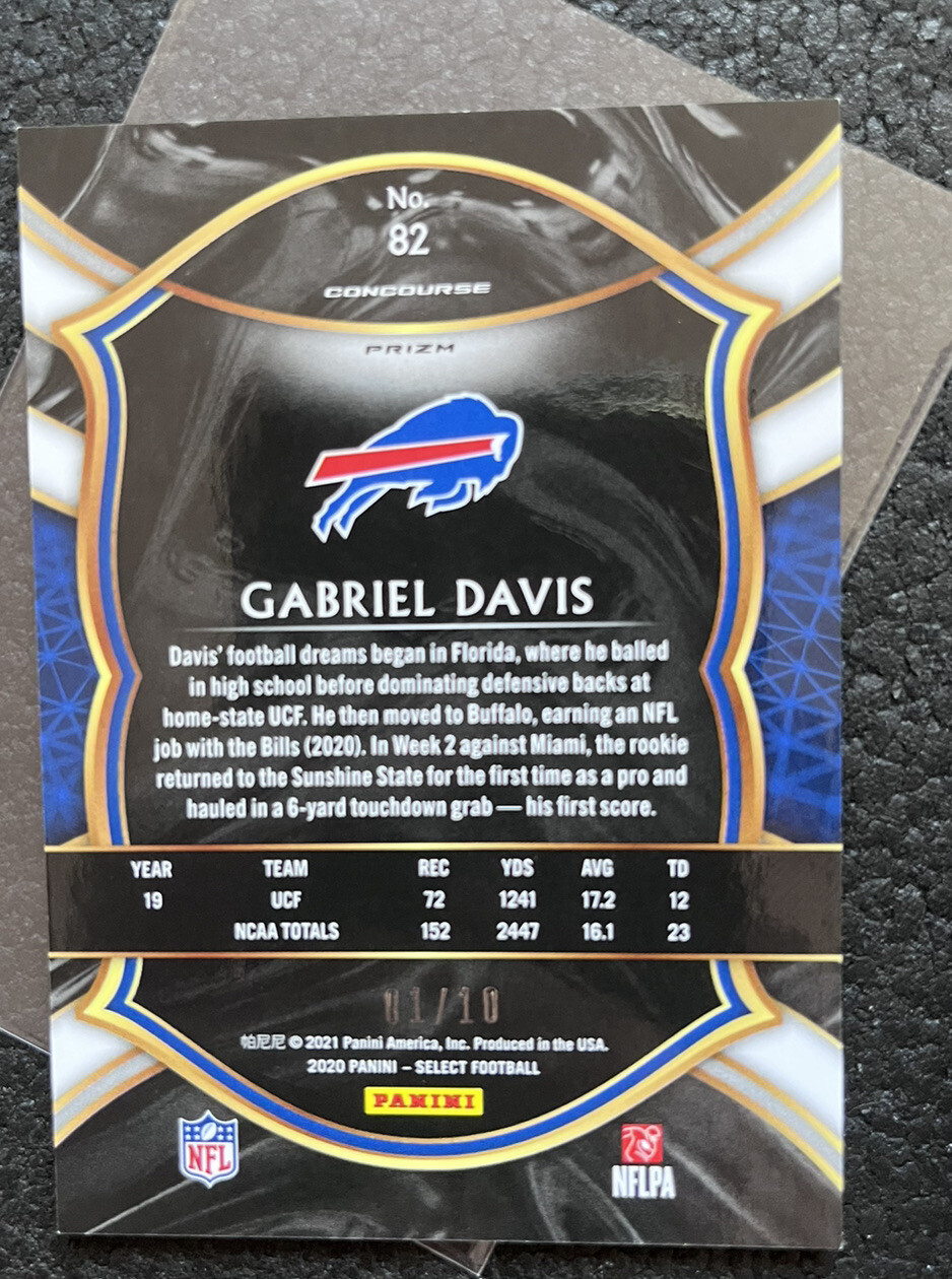 2020 Select Gabriel Gabe Davis Concourse Gold Prizm Rookie RC #01/10 ...