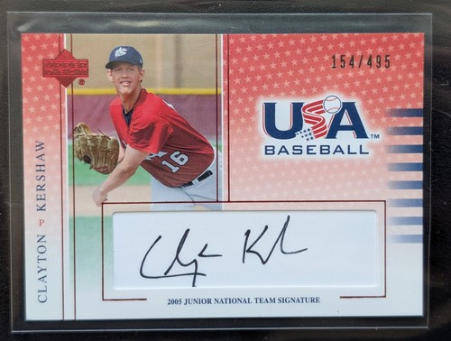 2005 UD USA Baseball #CK Clayton Kershaw -Jr Ntl Team Auto Black /495 ...
