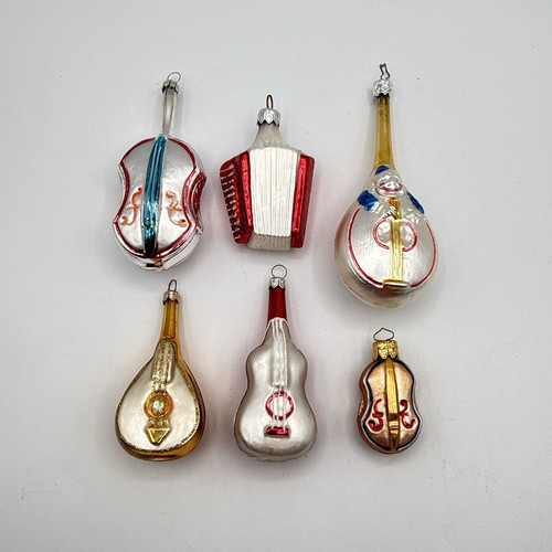 Lot Of 6 Musical Instruments Mercury Glass Christmas Ornaments Hand ...