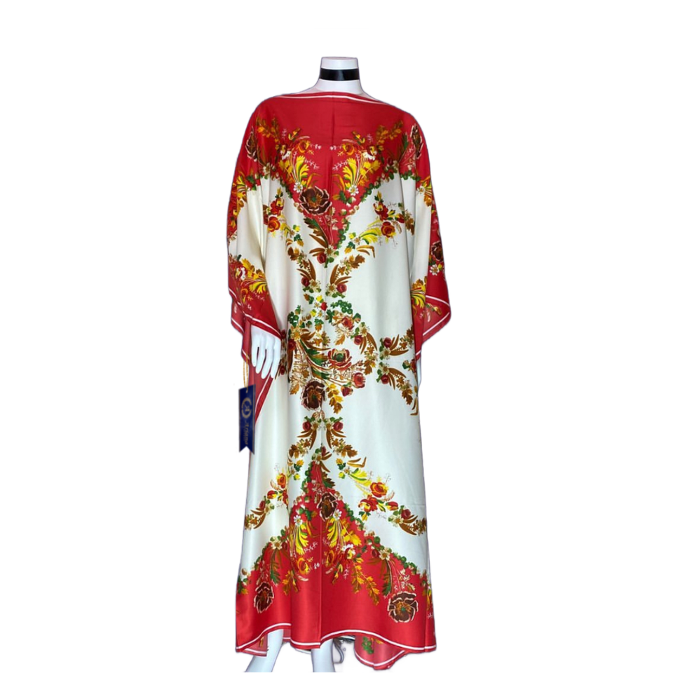Silk Kaftan European Style Kimono Dress Maxi Tunic Robe Loungewear One ...