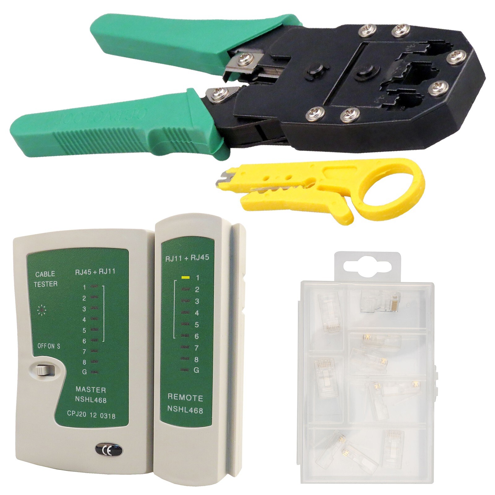 RJ45 TOOL KIT ETHERNET CABLE CRIMPING CRIMPER NETWORK TESTER PUNCH DOWN ...