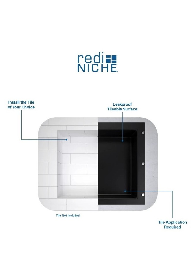 Tile Shower Redi Niche 48" x 16" PVC Shelf - Tileable | eBay