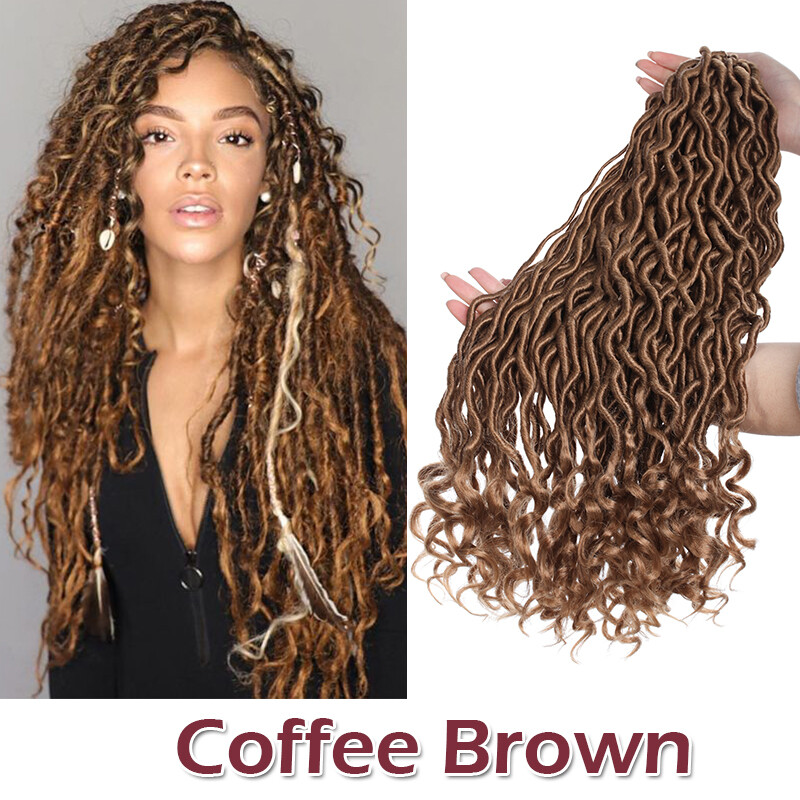 US Real Long Goddess Faux Locs Crochet Hair Braids Hair Extensions Real ...