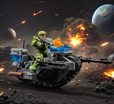 Mega Bloks Halo Track Battlefield Motorcycle Vehicle Movable Building ...