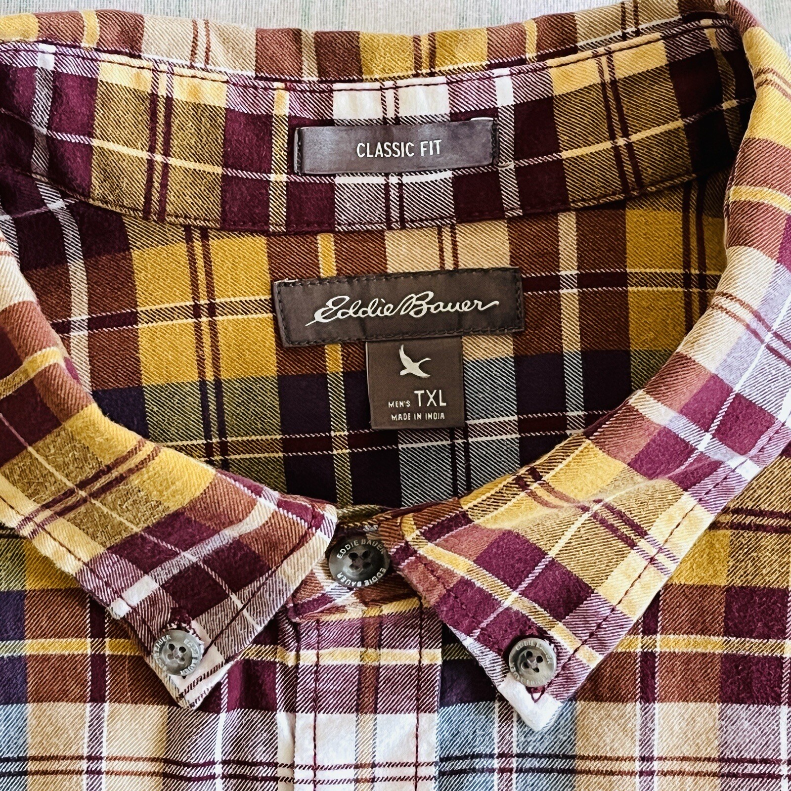 Eddie Bauer Plaid Flannel Shirt XLT Long Sleeve Button-Down Pocket Mens ...