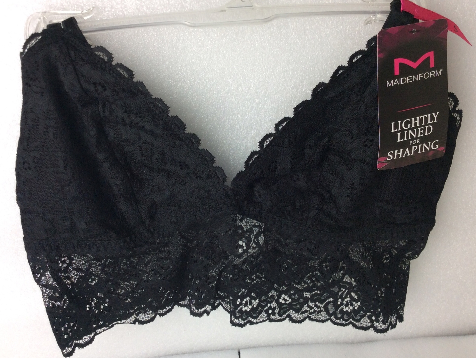 NEW Maidenform Longline Lace Bralette • Black • Lightly Lined • DM1127 ...