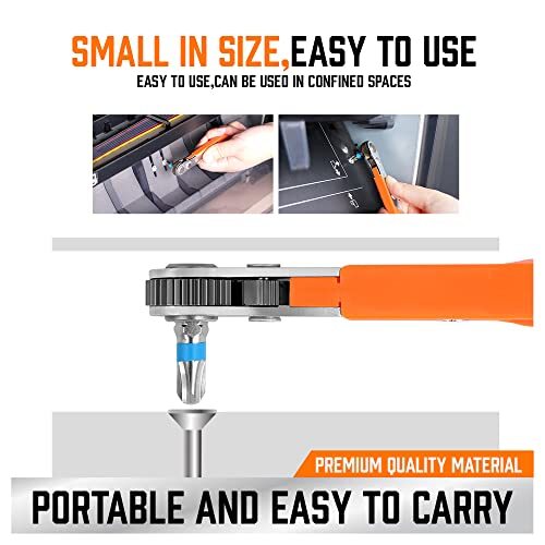 23piece 1/4 Mini Ratchet Offset Screwdriver Bit Set S2 Steel Right ...